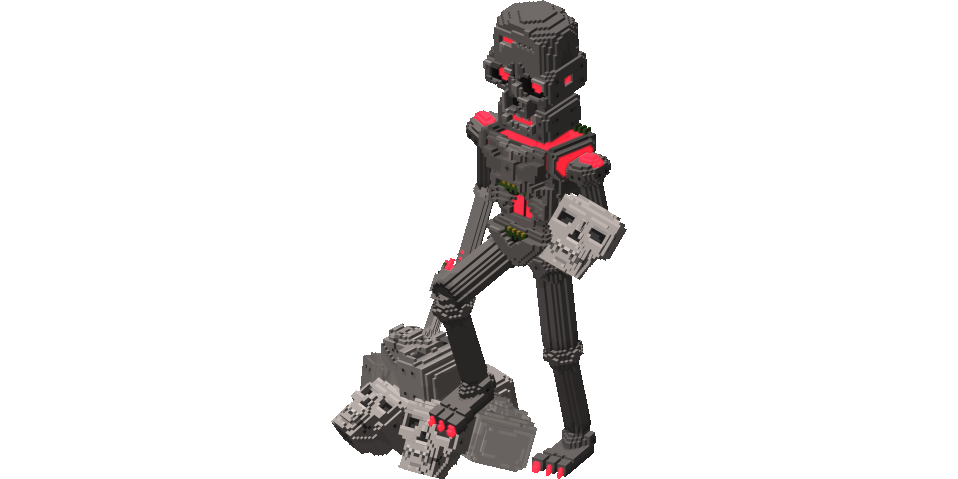The Sandbox - Red Killer Robot Standing on a Pile of Skulls